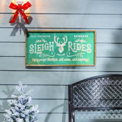 Enchanted Forest® 31-3/4" Blue Sleigh Rides Wood Holiday Sign at Menards®