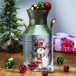 Enchanted Forest® 15-1/4" Metal Snowman Milk Can at Menards®