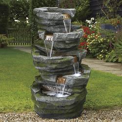 Enchanted Garden® 3'3-7/8" Tiered High Cliff Outdoor Water Fountain at ...