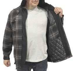 RW Rugged Wear® Men's Anthracite Flannel Shirt Jacket with Hood - X ...