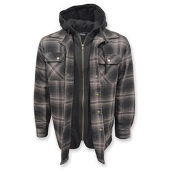 RW Rugged Wear® Men's Anthracite Flannel Shirt Jacket with Hood - XX ...