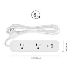 Globe Electric 2-Outlet 2-USB White Power Strip with 6' Cord at Menards®
