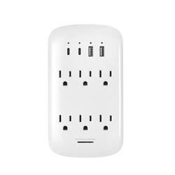 Globe Electric 6-Outlet 2 USB-A & 2 USB-C White Surge Wall Tap at Menards®