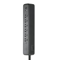 Globe Electric 6-Outlet 2-USB Black Surge Protector with 6' Cord at ...