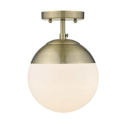Photon Lighting® Eros 1-Light Aged Brass Semi-Flush Mount Ceiling Light ...