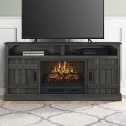 Whalen Wheatley 60" Gray Aged Oak Electric Fireplace Entertainment ...