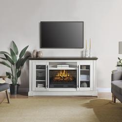 Whalen Hutchinson 65" Weathered Ivory Electric Fireplace Entertainment ...