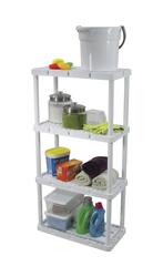 MaxIt™ Knect-A-Shelf™ 24"W x 48"H x 12"D 4-Tier White Plastic Shelving ...