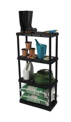 MaxIt™ Knect-A-Shelf™ 24"W x 48"H x 12"D 4-Tier Black Plastic Shelving ...