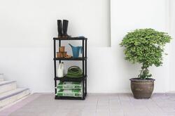 MaxIt™ Knect-A-Shelf™ 24"W x 48"H x 12"D 4-Tier Black Plastic Shelving ...