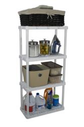 MaxIt™ Knect-A-Shelf™ 24"W x 48"H x 12"D 4-Tier White Plastic Shelving ...