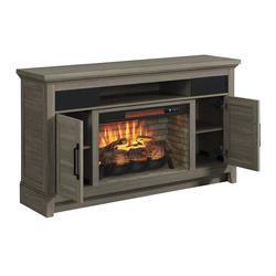 Greentouch Seymour 56" Gray Walnut Electric Fireplace Entertainment ...