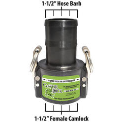 GatorLock® 1-1/2" Female Camlock x 1-1/2" Hose Barb Coupling Adapter at ...
