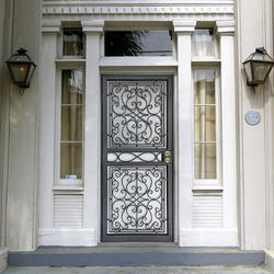 Grisham Cambridge 36"W x 80"H Black Wrought Iron Security Storm Door at ...