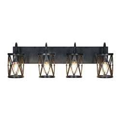 Patriot Lighting® Solitude Matte Black 4-Light Vanity Light with Night ...
