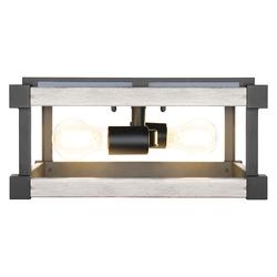 Patriot Lighting® Rhythm Matte Black and Faux Woodgrain 2-Light Flush ...