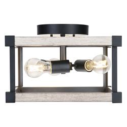Patriot Lighting® Rhythm Matte Black and Faux Wood Grain 3-Light Semi ...