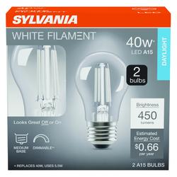 Sylvania® White Filament 40 Watt Equivalent Clear Dimmable A15 E26 ...