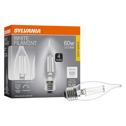 Sylvania® White Filament 60 Watt Equivalent Clear Dimmable B10 E26 Soft ...