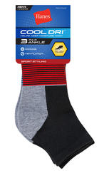Hanes® Men's Cool Dri Ankle Black 6-12 Socks - 3 Pairs at Menards®