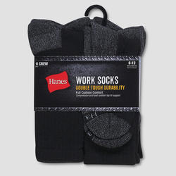 Hanes® Men's Crew Black 6-12 Work Socks - 6 Pairs at Menards®