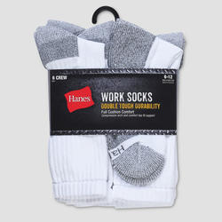 Hanes® Men's Crew White 6-12 Work Socks - 6 Pairs at Menards®