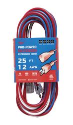 Pro-Power 25' 12/3 Heavy-Duty Red, White & Blue Outdoor Extension Cord ...