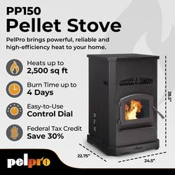 PelPro Pellet Stove with 150 lb. Hopper (2,500 sq.ft) at Menards®