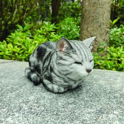 7-1/2" Resin Small Sleeping Tabby Cat Garden Statue at Menards®