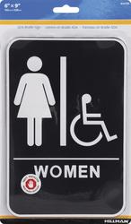 Hillman™ 6" x 9" ADA Women Handicap Accessible Restroom Sign with ...