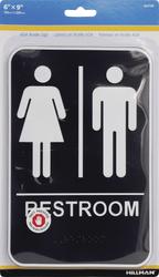 Hillman™ 6" x 9" ADA Men's And Women's Restroom Sign with Braille at ...