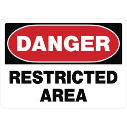10x14 Aluminum Danger Restricted Area Sign - White at Menards®