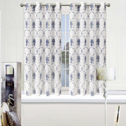 Superior Embroidered Elegant Scroll 52"W x 63"L Blue Sheer Grommet Top ...