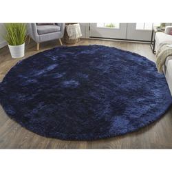 HomeRoots Felicity Blue And Black Round Shag 8' Area Rug at Menards®
