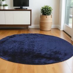 HomeRoots Felicity Blue And Black Round Shag 8' Area Rug at Menards®