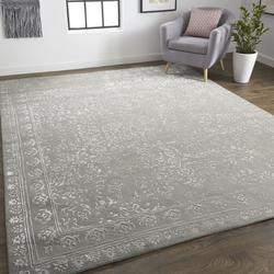 HomeRoots Felicity Gray Taupe And Silver Floral Distressed 24" x 3 ...