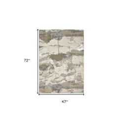 HomeRoots Felicity Gray Ivory And Gold Abstract 4' x 6' Area Rug at ...
