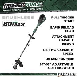 Masterforce® 80-Volt Brushless Cordless 16" String Trimmer - Attachment ...