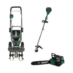 Masterforce® 80-Volt Cultivator/String Trimmer/Chainsaw 3-Tool Cordless ...