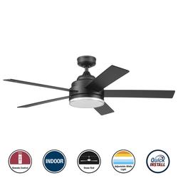 Patriot Lighting® Quick Install Piper Glen 52" Matte Black Indoor LED ...