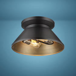 Patriot Lighting® Kenneth Black and Gold 2-Light Flush Mount Ceiling ...