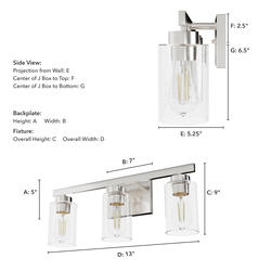 Hunter® Hartland Brushed Nickel 3 Light Vanity Light at Menards®