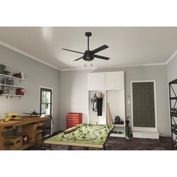 Hunter® Spring Mill 52" Matte Black Indoor/Outdoor 2-Light Ceiling Fan ...