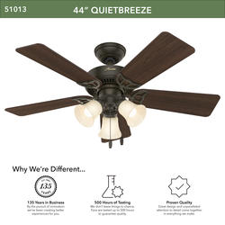 Hunter® Quiet Breeze 44" New Bronze Indoor 3-Light Ceiling Fan at Menards®