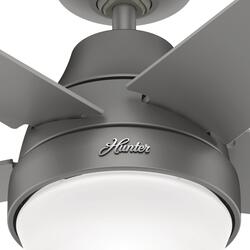 Hunter® Aerodyne 52" Matte Silver Indoor 2-Light Smart Ceiling Fan at ...