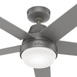Hunter® Aerodyne 52" Matte Silver Indoor 2-Light Smart Ceiling Fan at ...