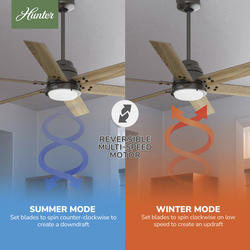 Hunter® Gravity 60" Noble Bronze Indoor LED Smart Ceiling Fan with ...