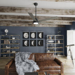 Hunter® Gravity 72" Matte Black Indoor LED Smart Ceiling Fan with ...