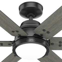 Hunter® Gravity 72" Matte Black Indoor LED Smart Ceiling Fan with ...