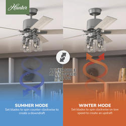 Hunter® HunterExpress® Techne 52" Matte Silver Indoor 4-Light Smart ...